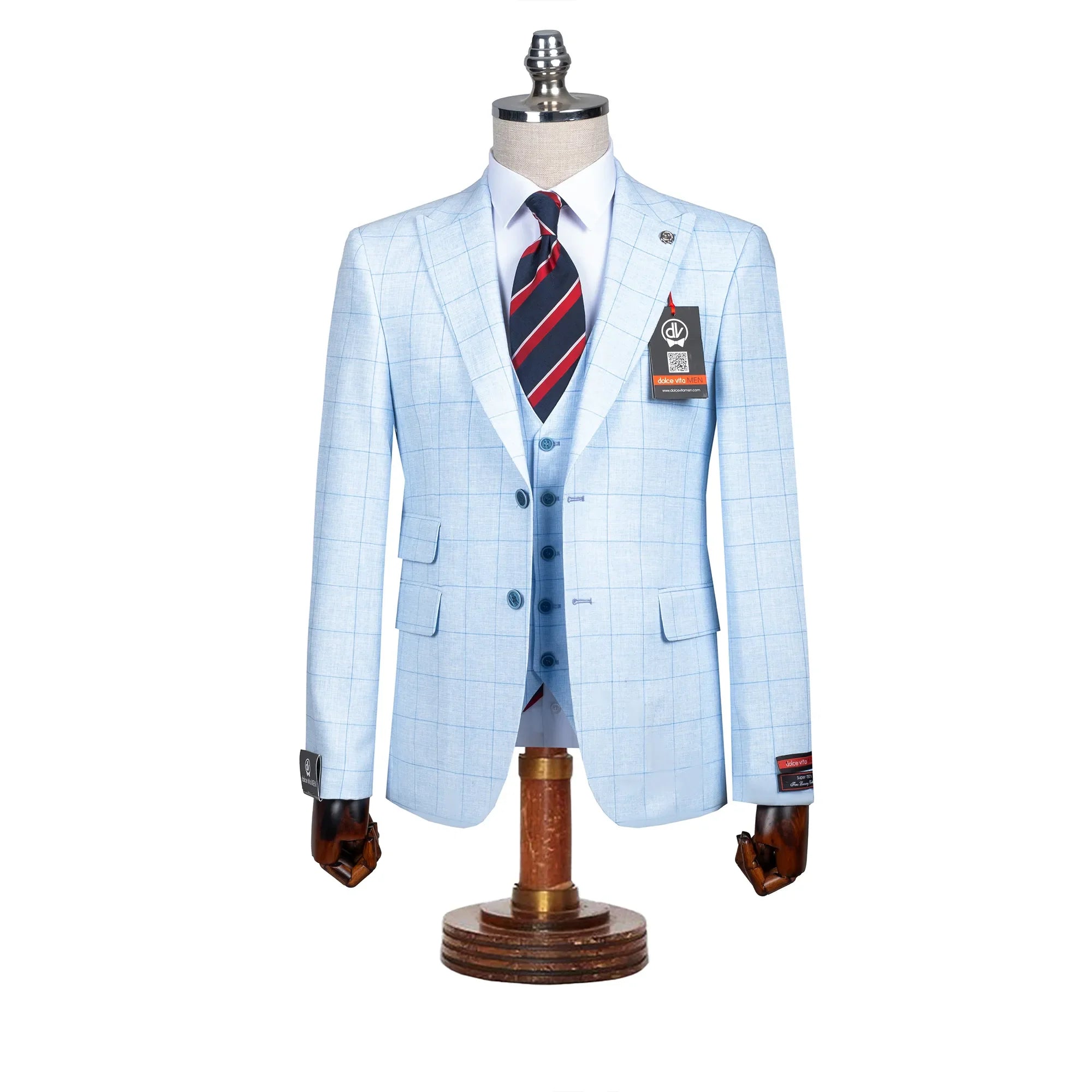 Roland | Light Blue Windowpane 3-Piece Tailored-Fit Suit – VANITY HARVEST