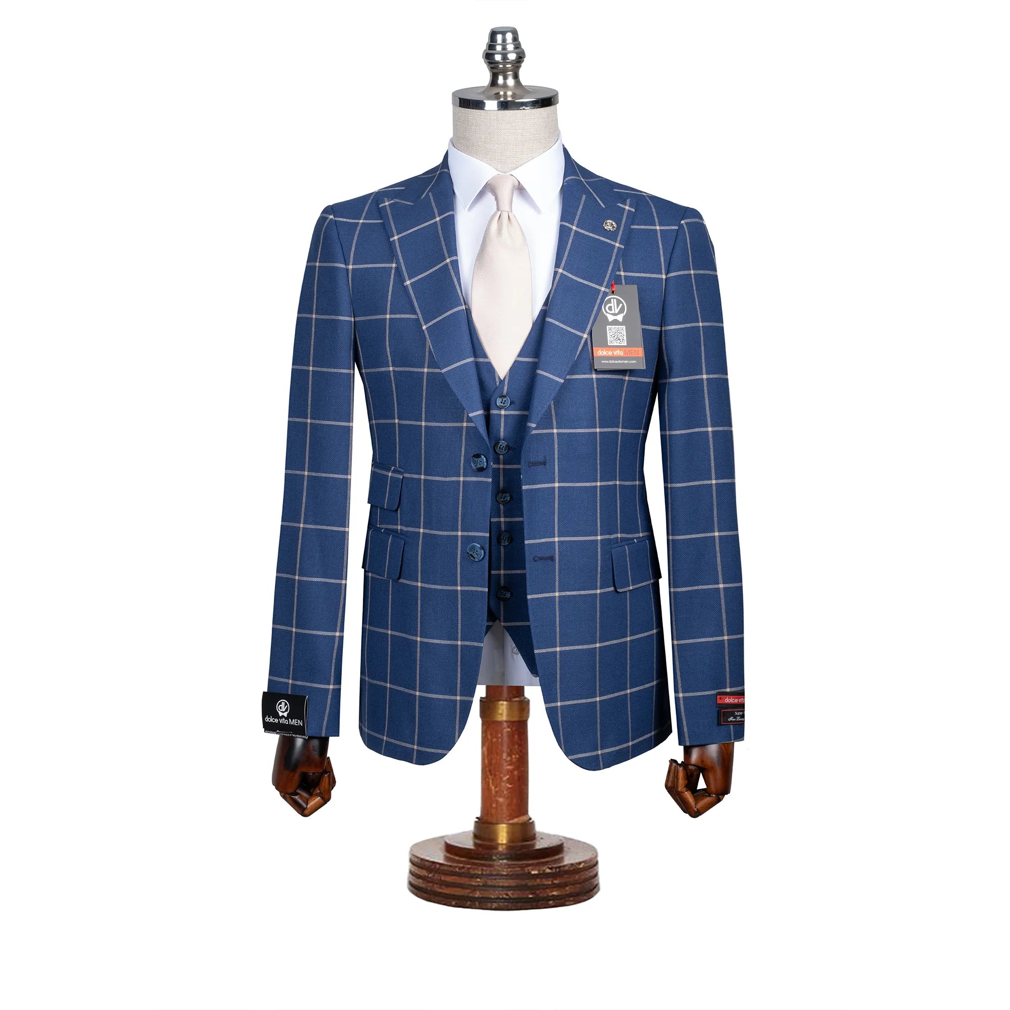 Roland | Sapphire Blue Windowpane 3-Piece Tailored-Fit Suit – VANITY ...