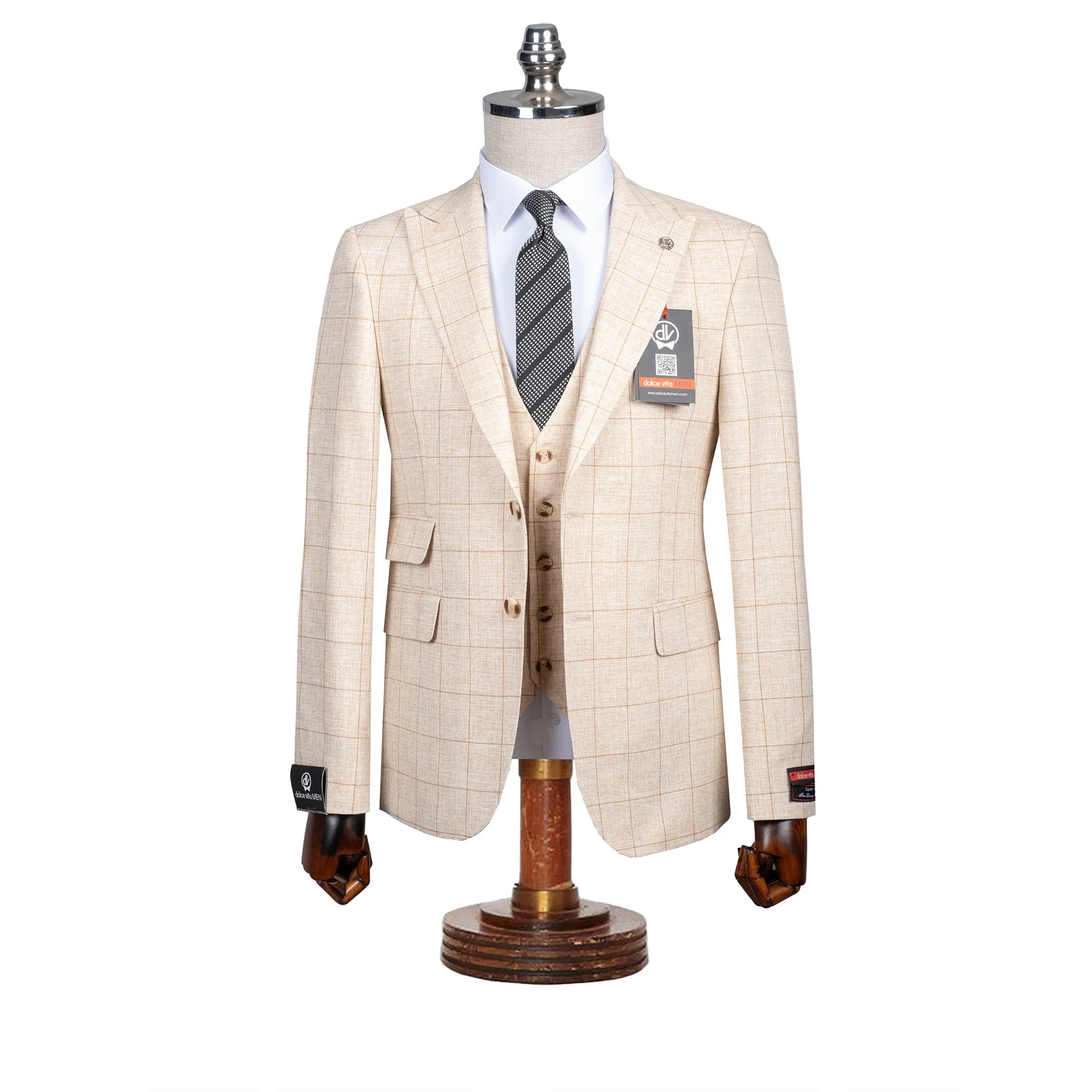 Roland | Mustard Windowpane 3-Piece Tailored-Fit Suit – VANITY HARVEST
