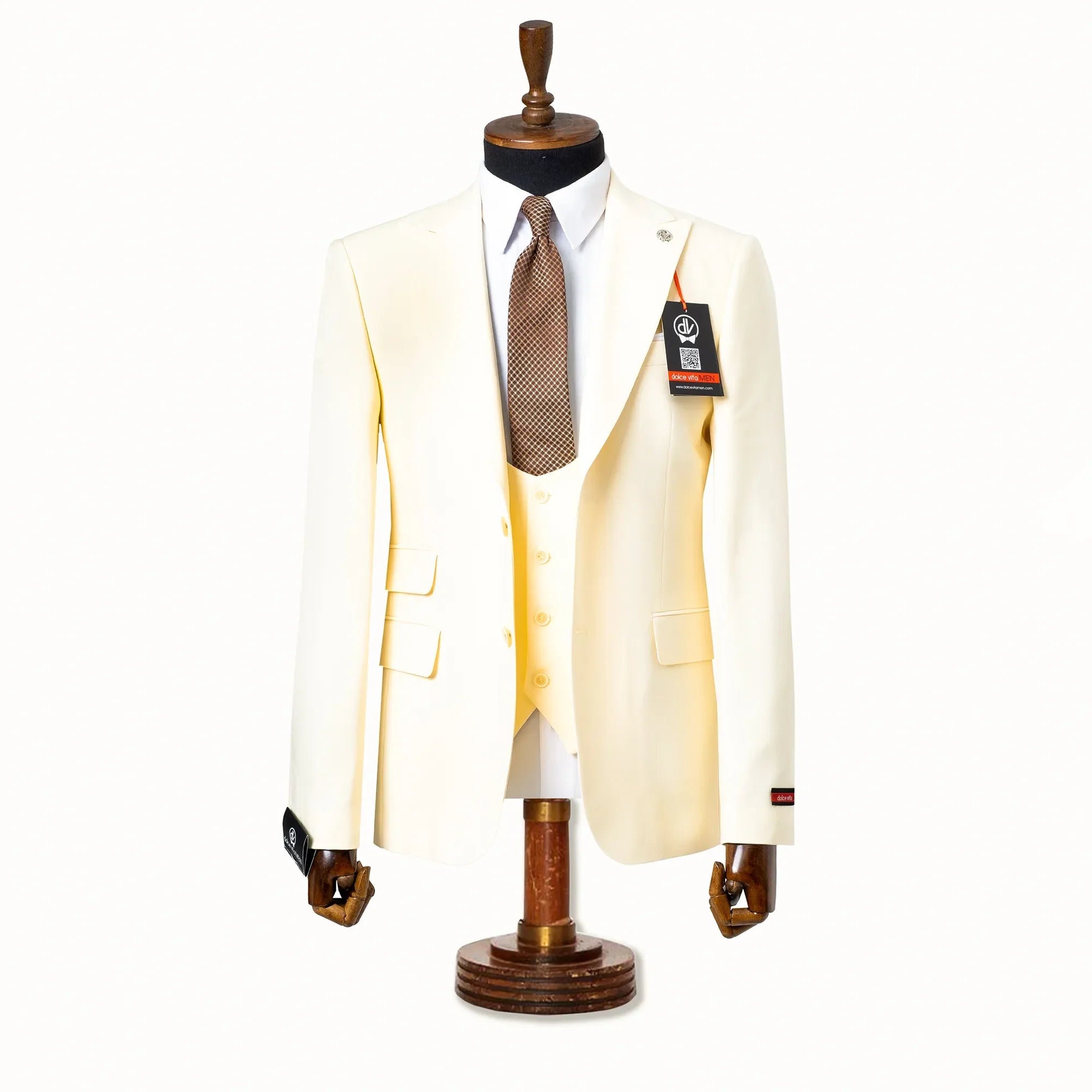 Calvin | Cream 3-Piece Tailored-Fit Suit – VANITY HARVEST